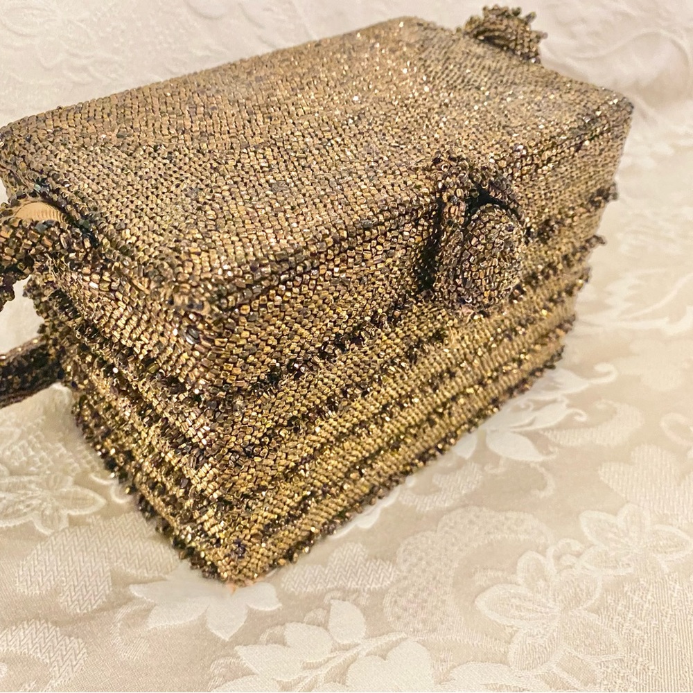 Vintage 1940s-1950s Bronze/Copper Glass Beaded Box Pu… - Gem